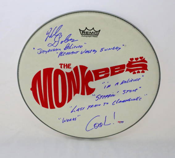 The Monkees Autographed Drumhead Signed By Micky Dolenz