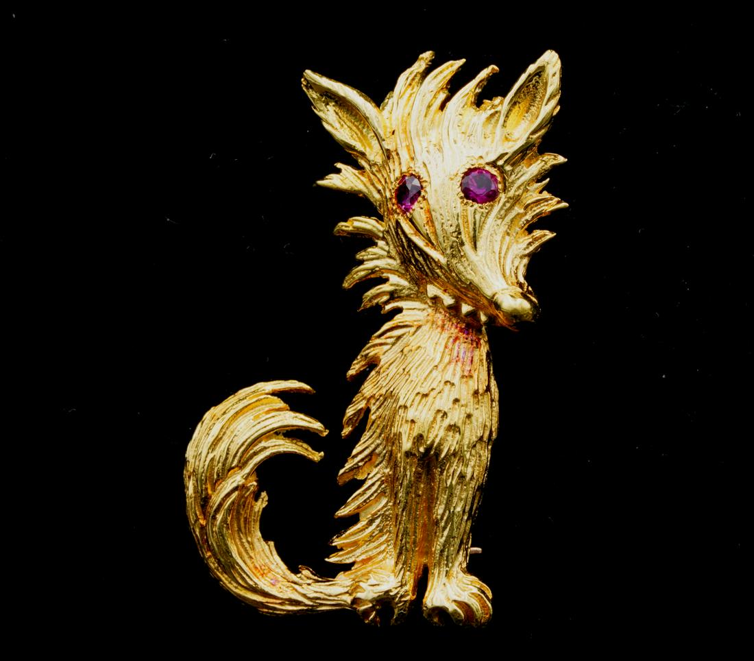 Karbra 1964 14K Yellow Gold Fox Brooch W/Ruby Eyes - Jun 27, 2020 | GWS ...