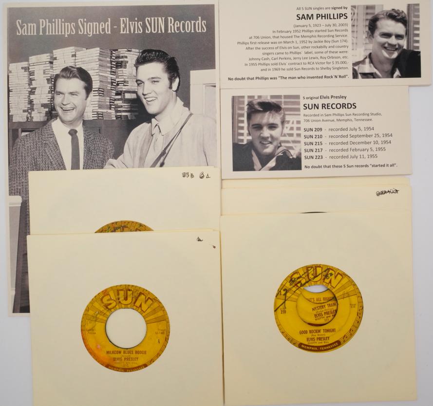 Elvis Presley (5) Sun 45s Signed By Sam Phillips