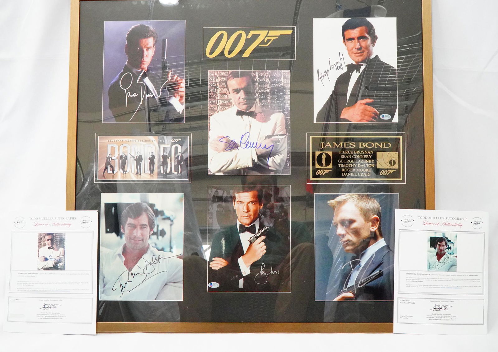 James Bond Autographed Photo Display W/(6) Actors