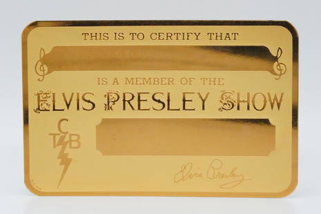 Joe Esposito's Elvis Presley Show Gold Metal Id Card