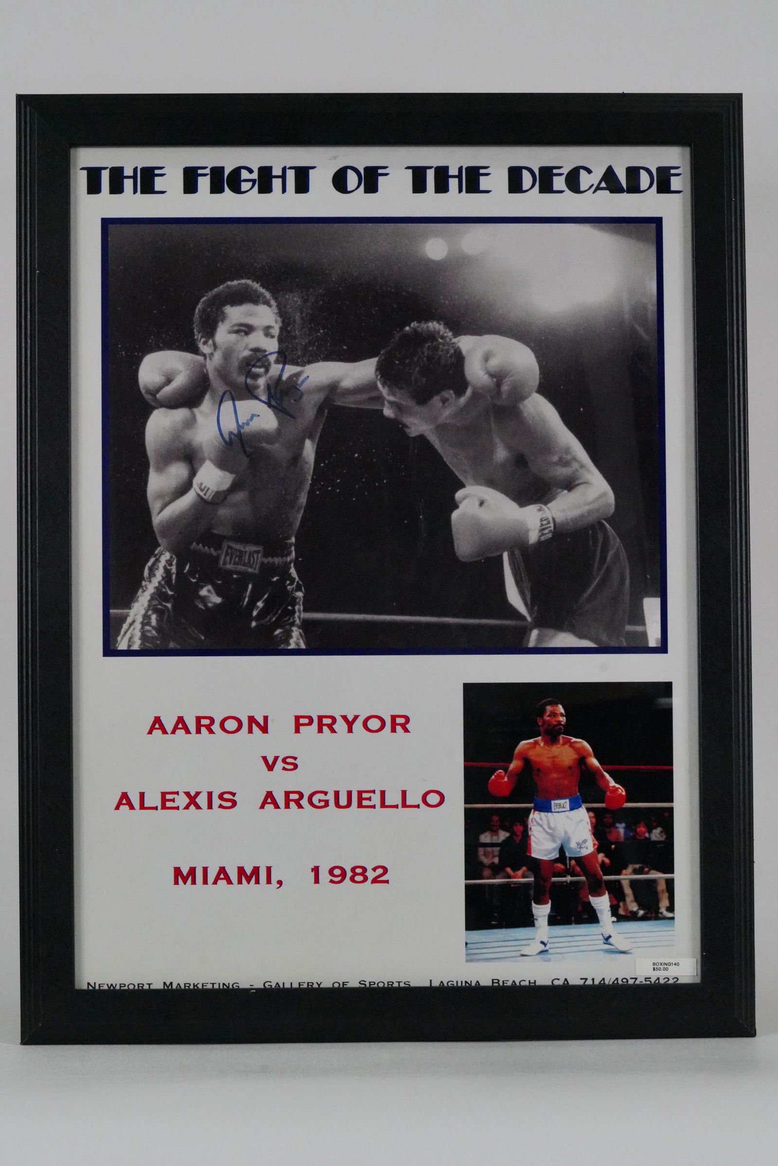 Signed Aaron Pryor, W Alexis Arguello, 1982 Poster