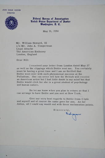 Signed J. Edgar Hoover Fbi Letterhead Letters (3)