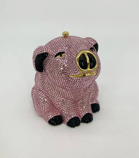 Judith Leiber Pink Swarovski Crystal Pig Minaudiere