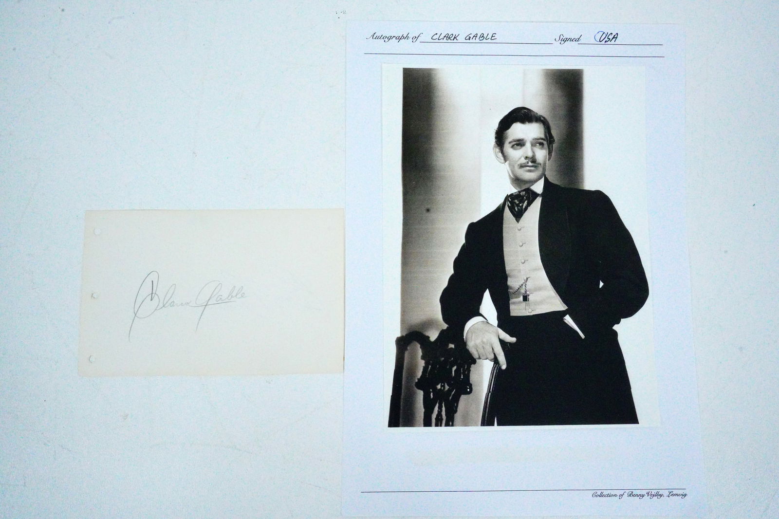 Clark Gable Autograph On Paper W/photo And Coa Auction
