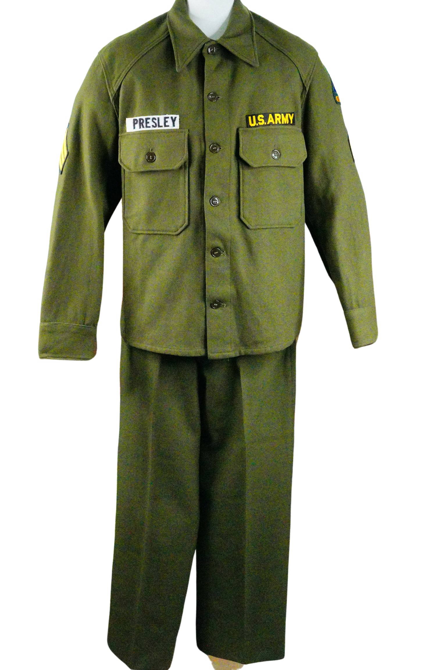 Elvis Presley Army Worn Suit W/letter From Patsy Presley Auction