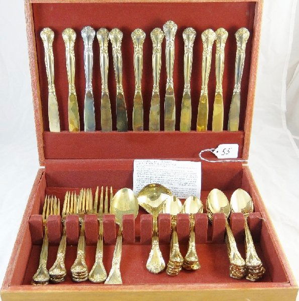 55: (50) Pc. Godinger Gold Plated Flatware Set