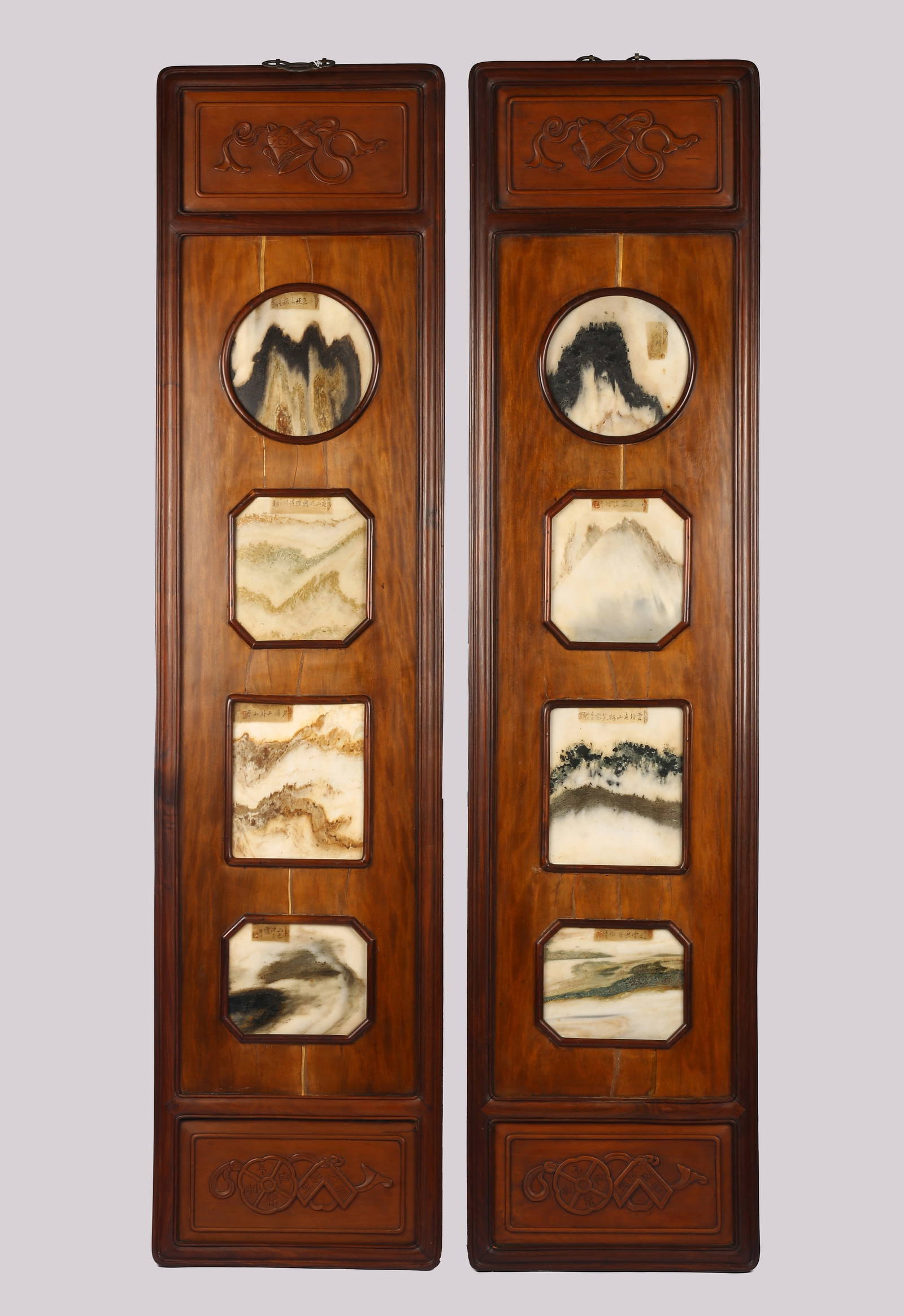 A Pair Of Rosewood Inscribed Dream Stone Hanging Panels - Jun 28, 2025 ...