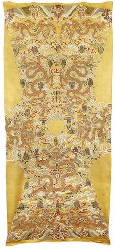 A Rare Imperial Yellow Ground Silk Brocade Panel