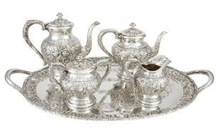 Kirk "Repousse" sterling silver coffee & tea set - Dec 10, 2015 | Alex ...