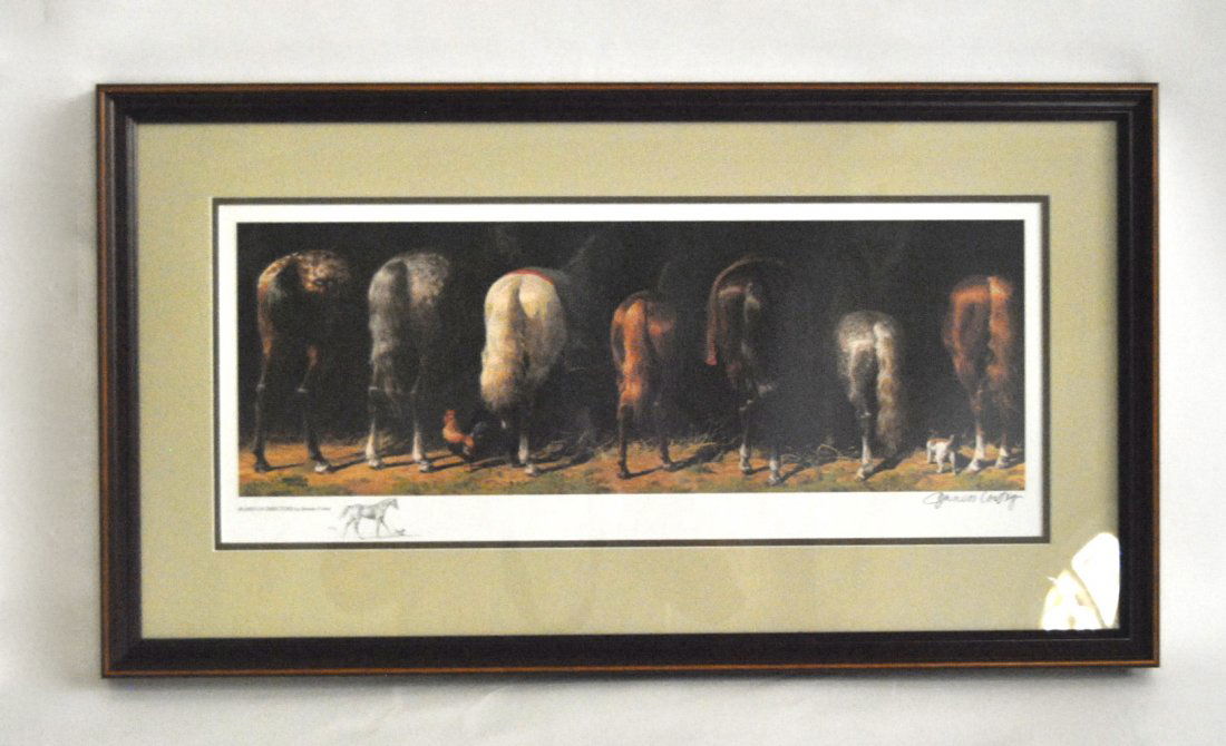 128: Jenness Cortez Signed Print of Horses in Stable