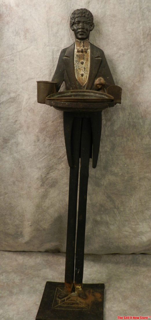 Cast Metal Black Americana Butler Ashtray