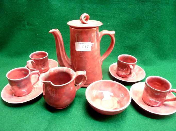 A Branham Studio Pottery Tea Service In Pink Glaze