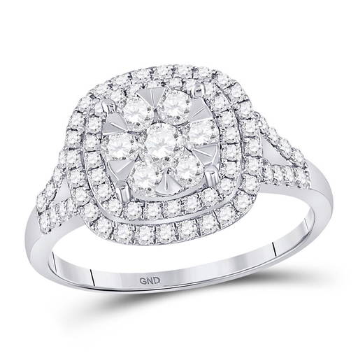 Diamond Right Hand Cluster Ring 1.00 Cttw 14kt White
