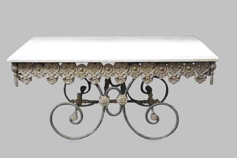 Antique French Marble Top Pastry Table