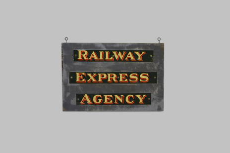Railway Express Agency Cardboard Sign W/ Steel Edging