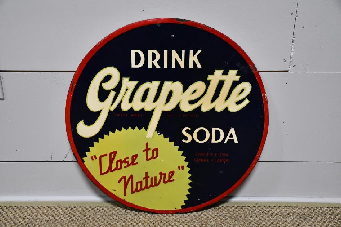 Metal Grapette Soda Advertising sign 23" diam.