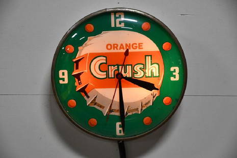 Orange Crush Telechron Advertising Clock.