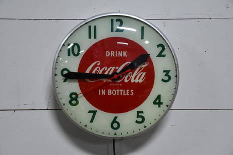 Coca Cola Glass Advertising Clock.