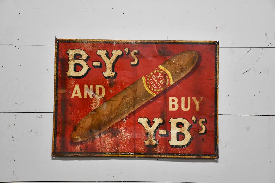 Metal Advertising Y-B's Cigar Sign 19 5/8" x 27