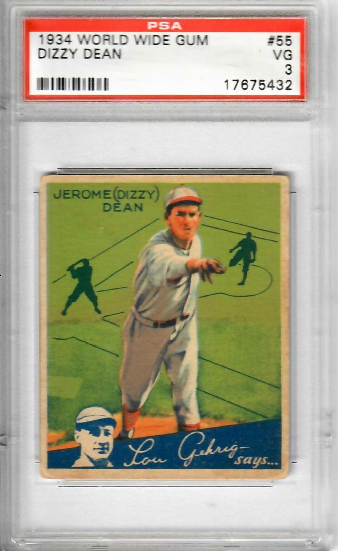 1934 World Wide Gum Dizzy Dean Baseball Card