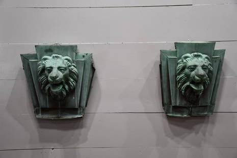 Antique Copper Lion Face Architectural