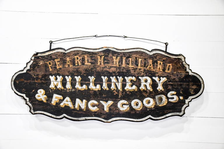 Millinery & Fancy Goods Trade Sign Wood