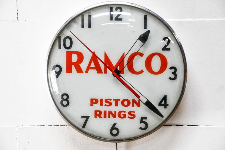 Ramco Piston Rings Advertising Clock Works 15" Diam.