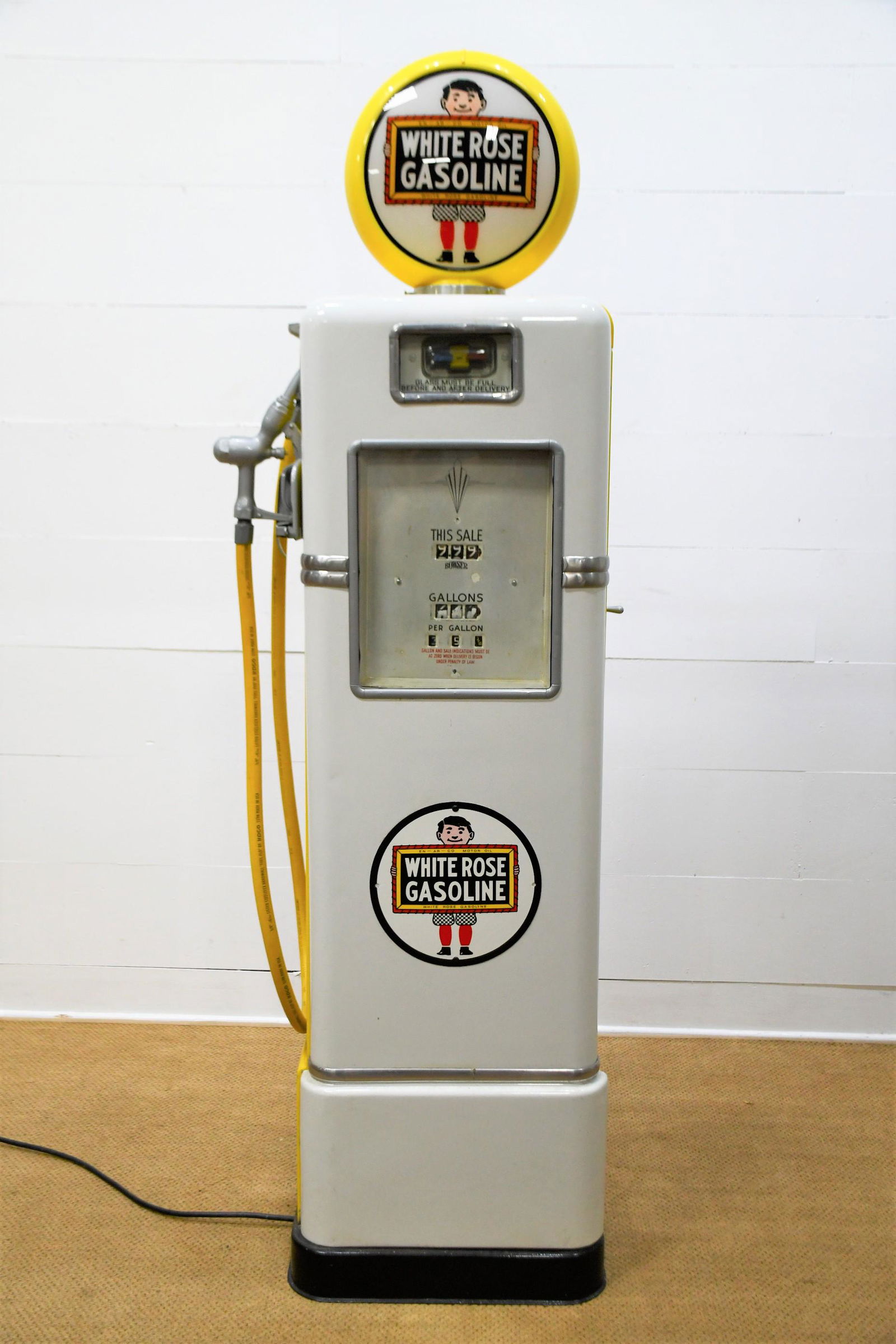 Restored Bowser Gas Pump Advertising White Rose