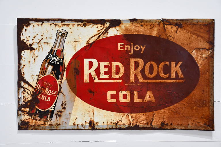 Red Rock Cola Sign Metal 32" X 56"