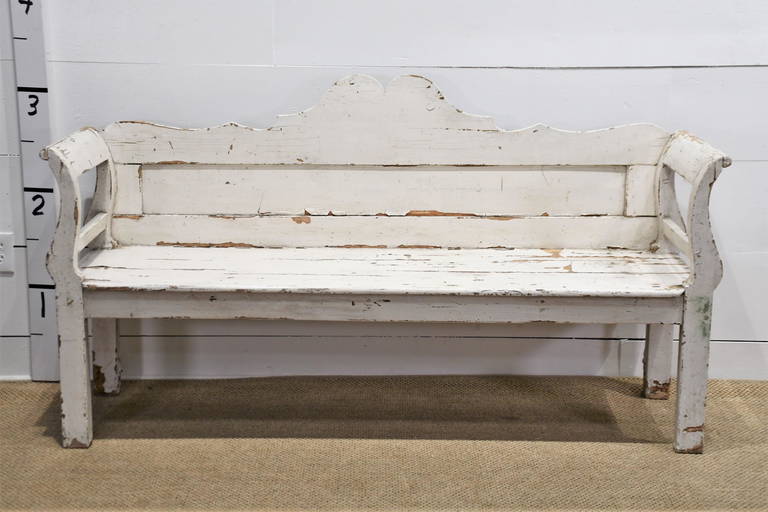 White Painted Farmhouse Bench 38"H x 72"L x 21"W (#0437) on Aug 27 ...