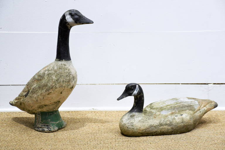 2 PC Concrete Geese 10 1/2"H x 22"L x 9"W / 24 1/2"H x 20 1/2"L x 10"W ...