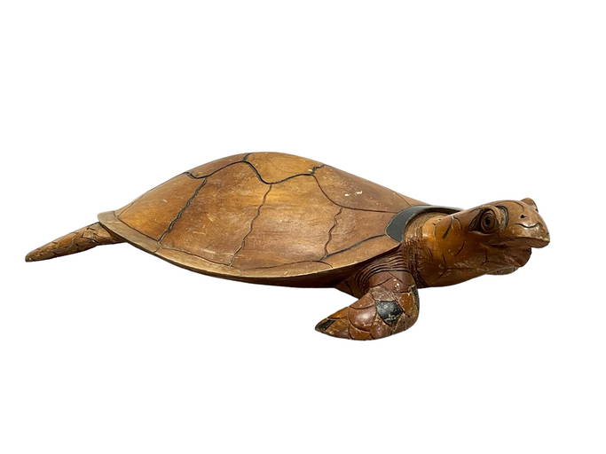 Carved Wooden Sea Turtle 7"H, 19 1/2"(side-side), 32"(front-back ...