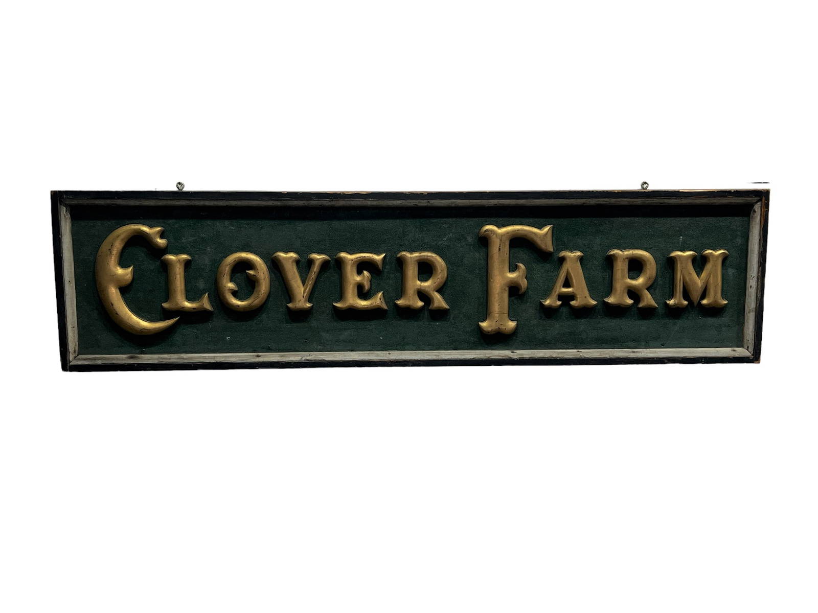 Clover Farm Sign - Wood / Smaltz Paint 17 1/2" X 70 1/4" Auction