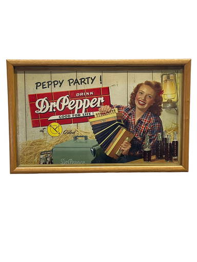 Framed Dr. Pepper Advertisement Cardboard / "peppy Party" / 17 7/8" X ...