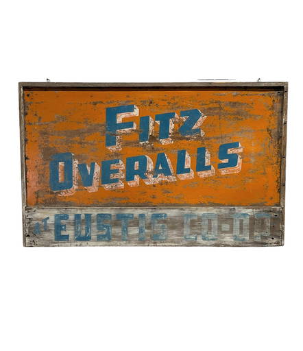 Fitz Overalls Sign Fiberboard / Wood Frame 30 3/4" X 49 1/4"