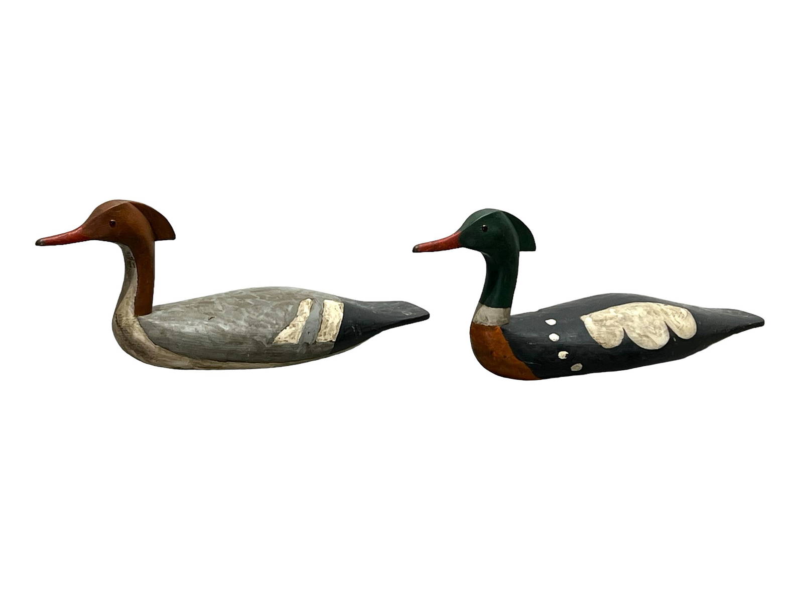 2pc. Lot Of Wooden Duck Decoys Signed - Bob Biddle / 8 3/8"h, 19 7/8"l ...