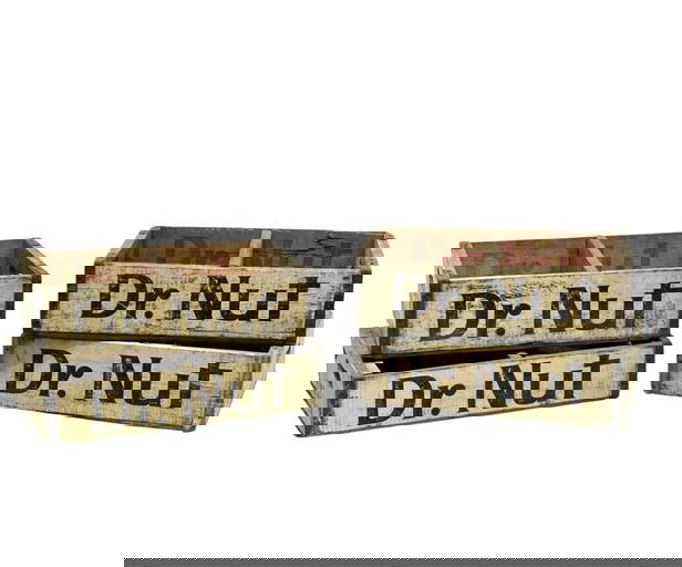 4 Pc. Lot Of Dr. Nut Soda Crates 4"h, 18"l, 12"w