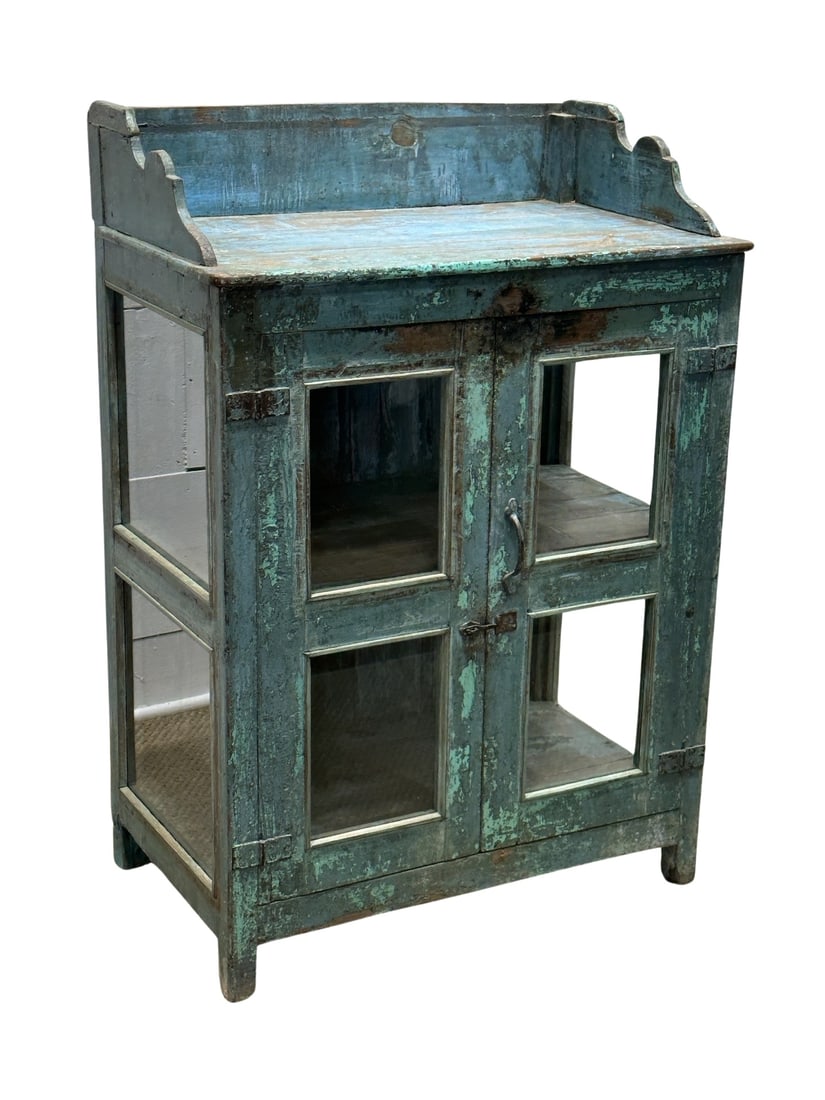 Blue Painted Side Cabinet 43"h, 30"l, 18 1/4"w Auction