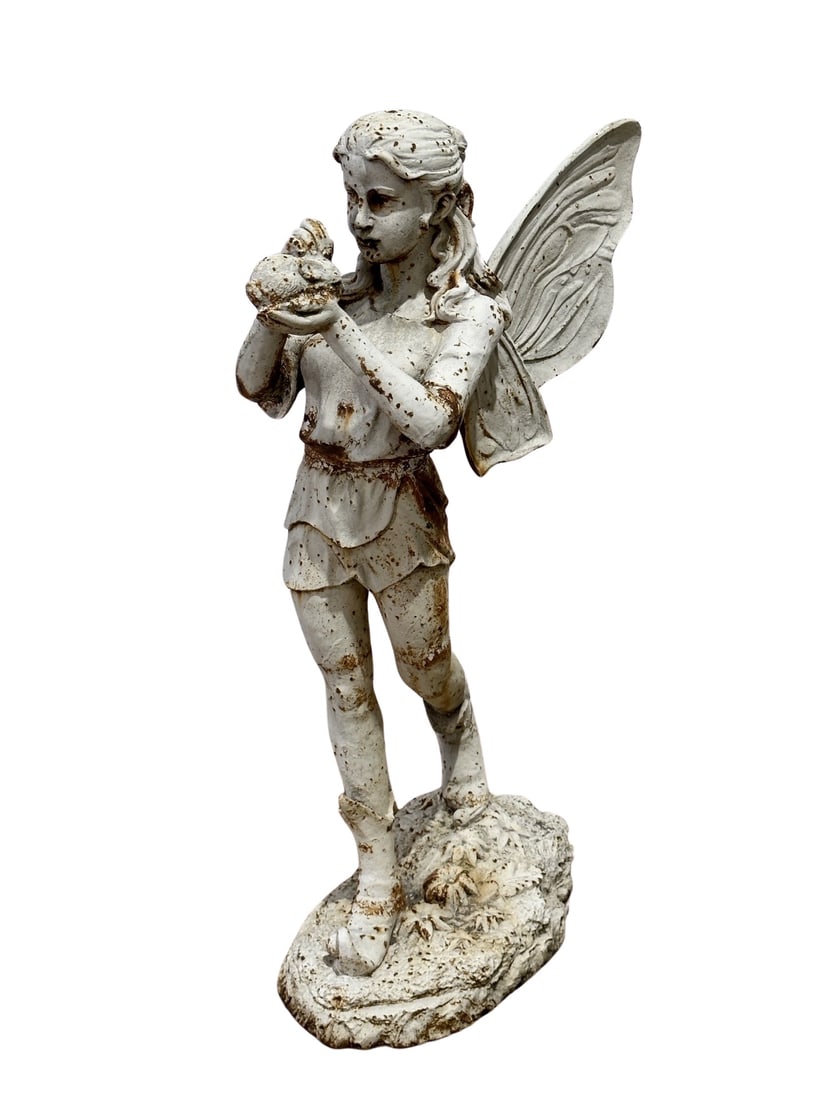 French Cast Iron Garden Fairy Statue 42"h, 17" X 24" Auction