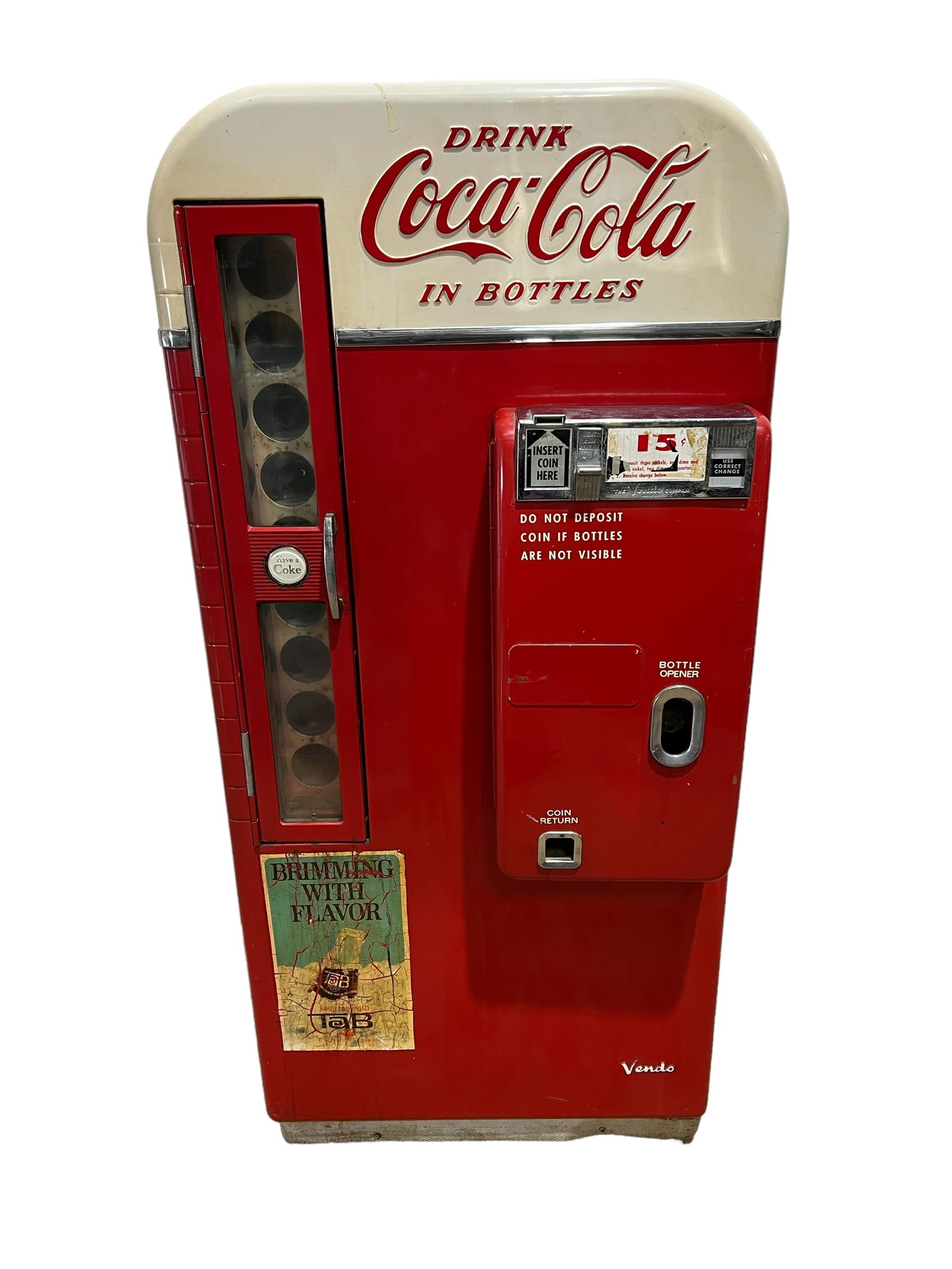 Vendo Coke Machine 58 1/2"h, 26 1/2"l 26 1/2"w (works) Auction