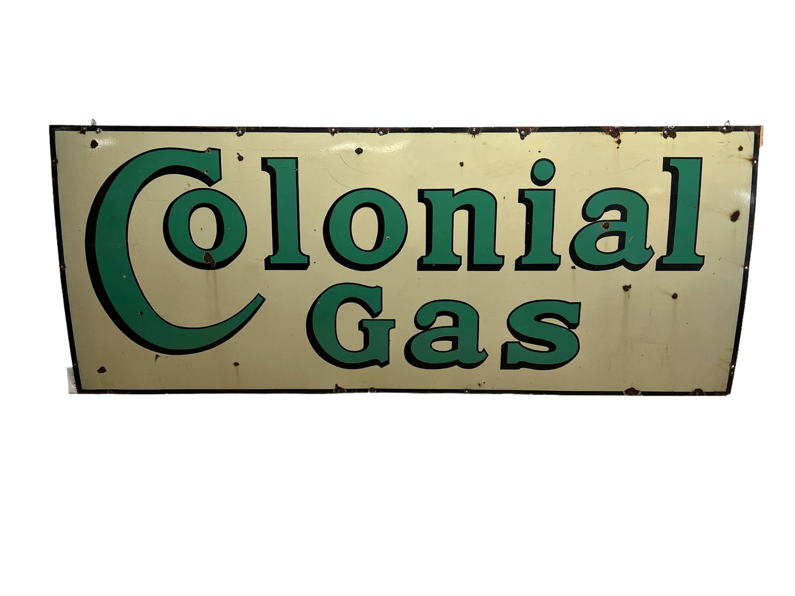 Colonial Gas Sign - Porcelain 48"h(4 Ft.) X 120"l (10 Ft.) Auction