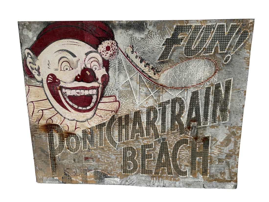 New Old Stock Pontchartrain Beach Metal Sign 21"h X 27"l Auction