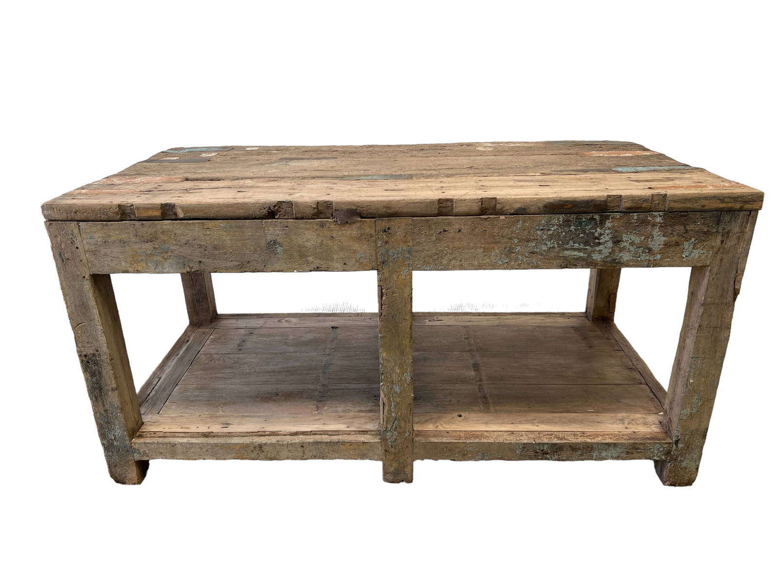 Large General Store Work Table W/ Patches 36"h, 72"l, 36"w Auction