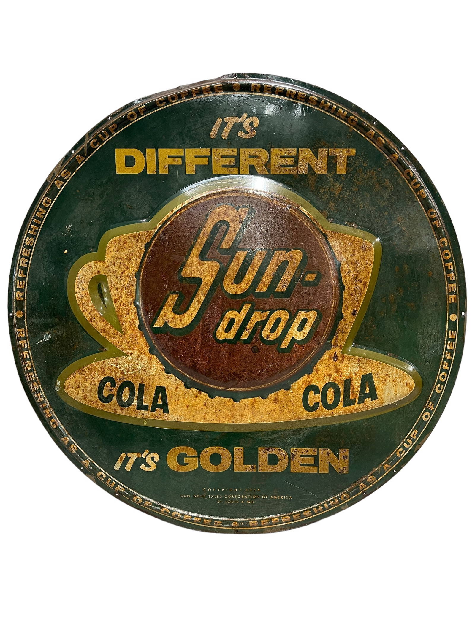 Sun Drop Cola Button Sign 41"diamater Auction