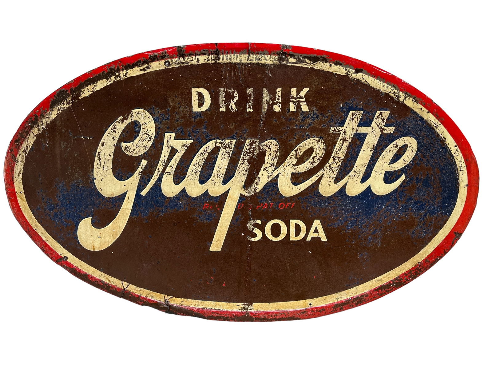 Grapette Soda Metal Sign 28"h X 46 1/2"l Auction
