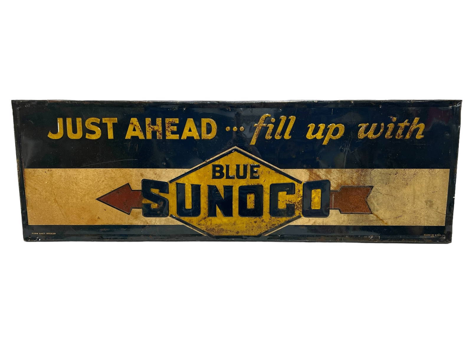 Blue Sunoco Metal Sign On Wood Frame 23 1/2"h X 71"l Auction