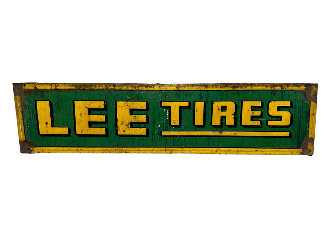 Lee Tires Metal Sign On Wood Frame 17 1/2"h X 72"l Auction