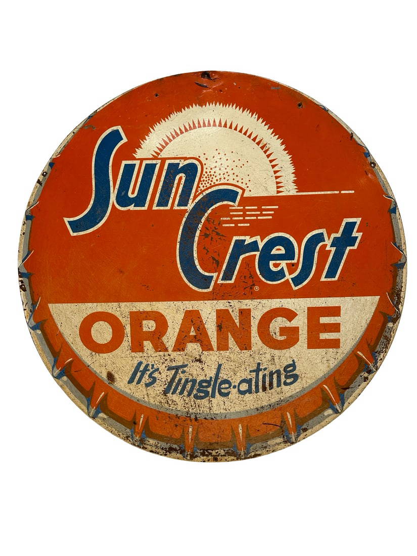 Sun Crest Orange Metal Circle Sign 35 1/2"diamater Auction