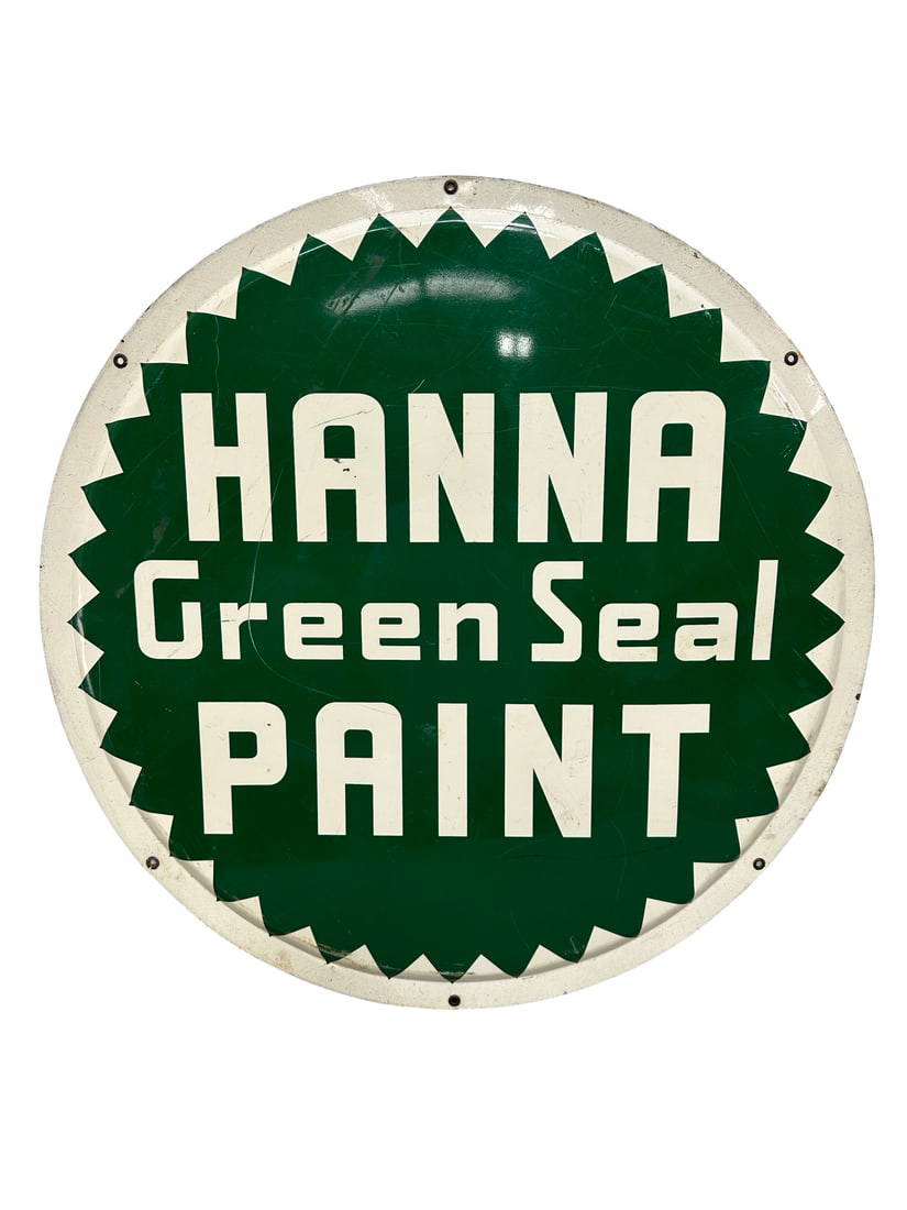 Hanna Green Seal Paint Metal Sign 36"diamater Auction
